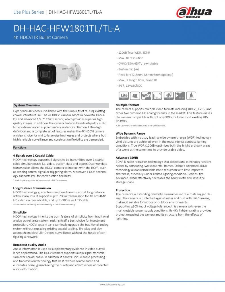 DAHUA HAC-HFW1801TLP - OES Asia Solutions