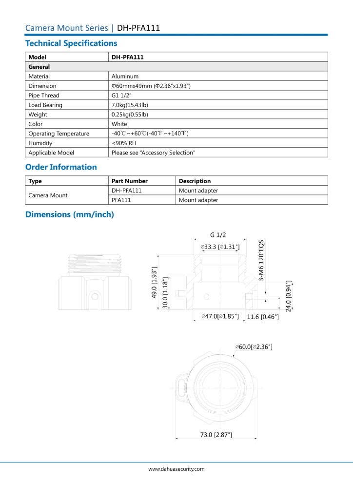 DAHUA BK-PFA111 - OES Asia Solutions