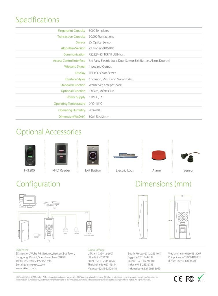 ZKTeco ZK-F18/ID - OES Asia Solutions