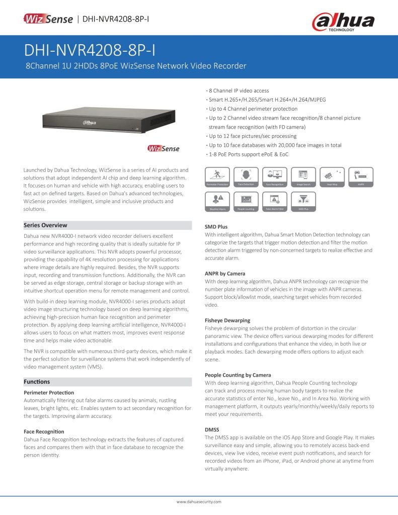 DAHUA DHI-NVR4208-8P-I - OES Asia Solutions