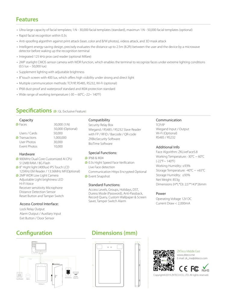 ZKTECO ZK-PROFACE X - OES Asia Solutions