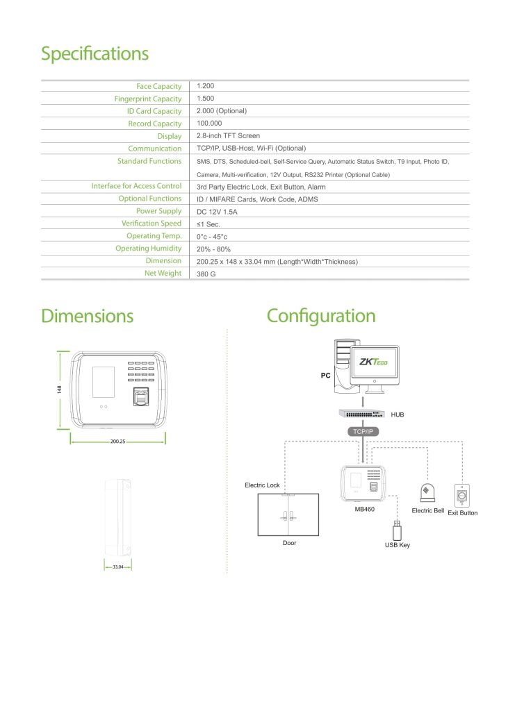 ZKTECO ZK-MB20-VL-ID - OES Asia Solutions