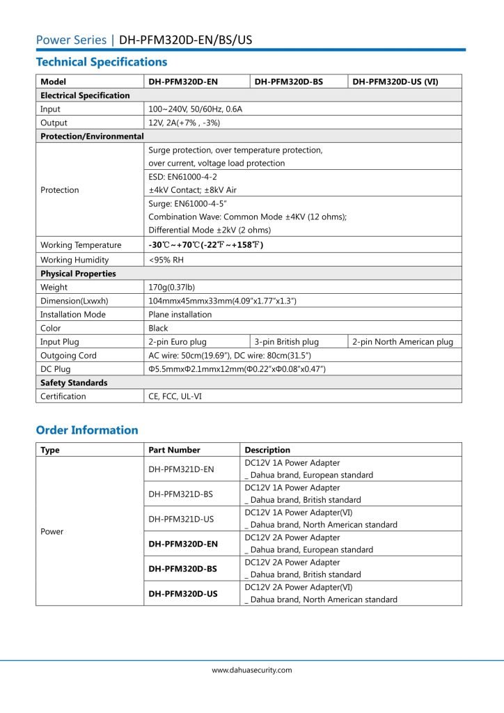 DAHUA DH-PFM320D-BS - OES Asia Solutions