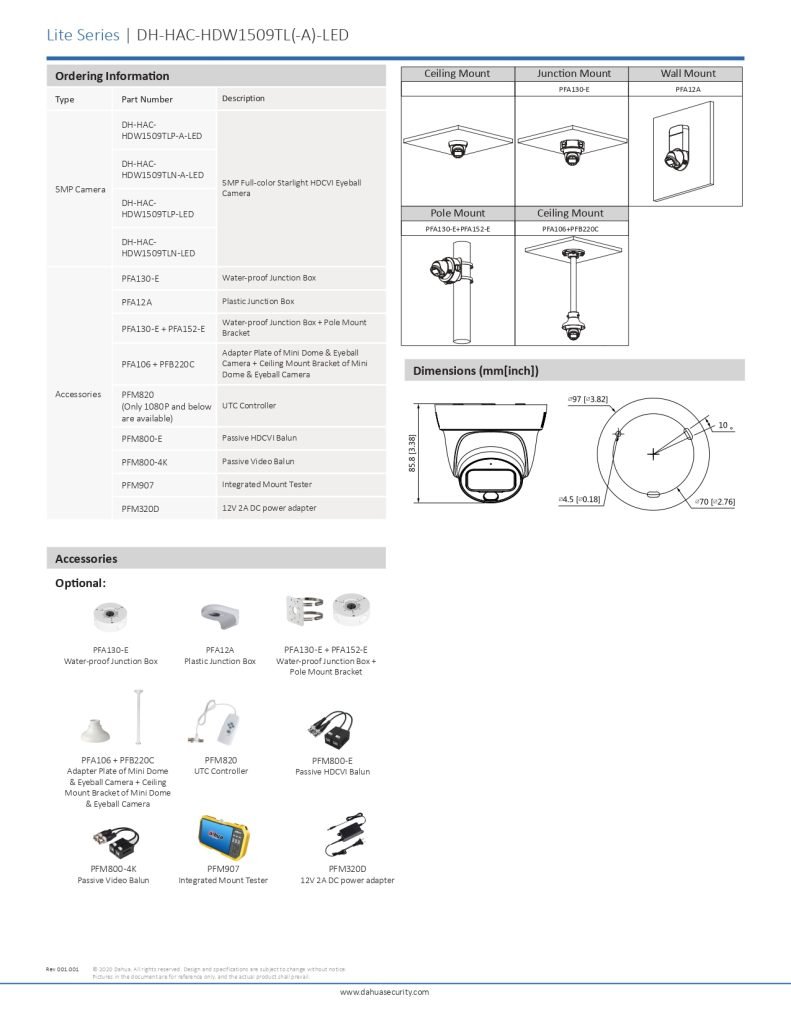 HAC-HDW1509TLP-A-LED - OES Asia Solutions DAHUA 1/2.7" 5MP FULL-COLOUR