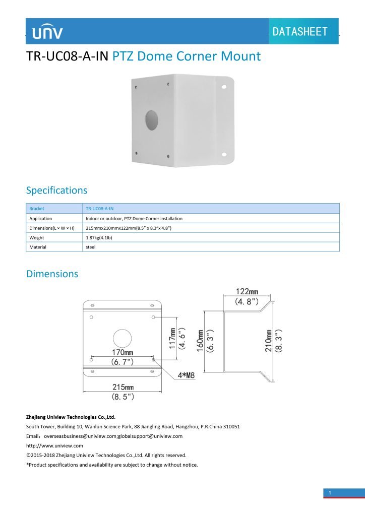 UNIVIEW TR-UC08-A-IN (Steel) - OES Asia Solutions